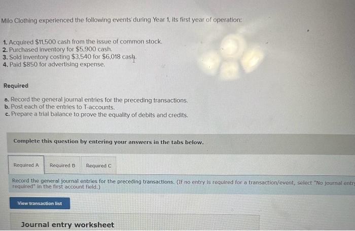 Solved Milo clothing experienced the following events during | Chegg.com Solved Milo clothing experienced the following events during | Chegg.com