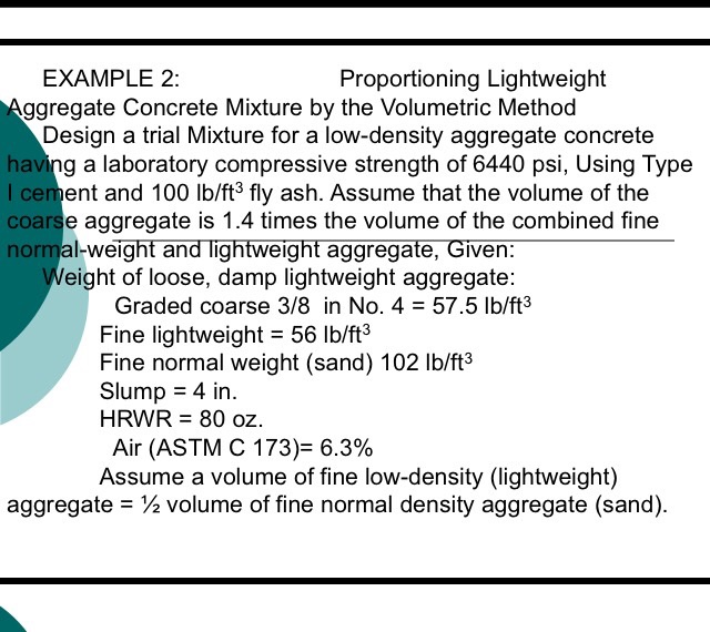 Solved EXAMPLE 2: Proportioning Lightweight Aggregate | Chegg.com