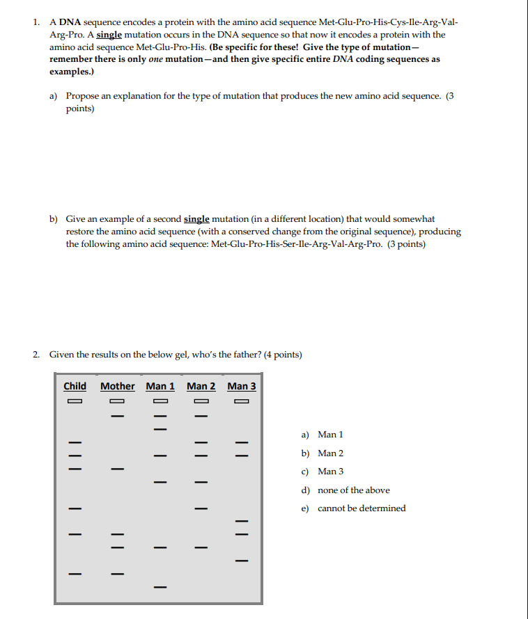 Solved 1. ﻿A DNA sequence encodes a protein with the amino | Chegg.com