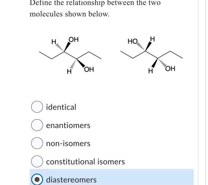 Solved Define the relationship between the two molecules | Chegg.com