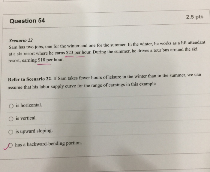 Solved 2 5 Pts Question 54 Scenario 22 Sam Has Two Jobs One