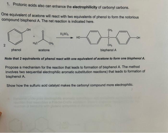 Solved 1. Protonic acids also can enhance the | Chegg.com