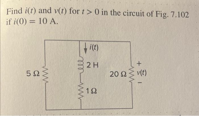 Solved Find i(t) and v(t) for t>0 in the circuit of Fig. | Chegg.com