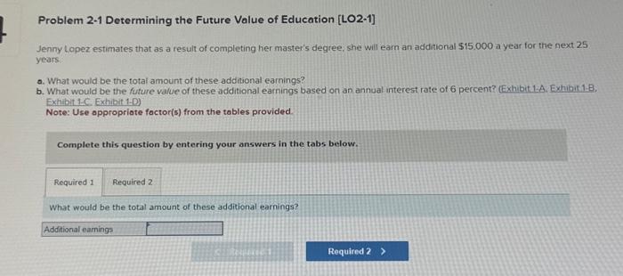 Solved Problem 2-1 Determining the Future Value of Education | Chegg.com