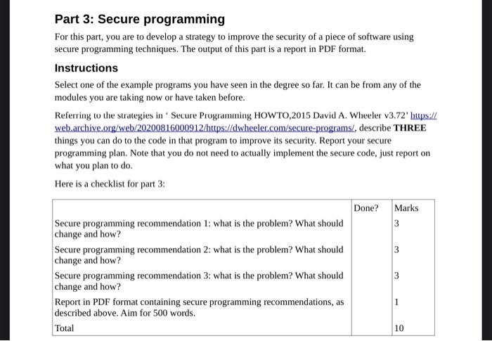 Solved Part 3 Secure Programming For This Part You Are To