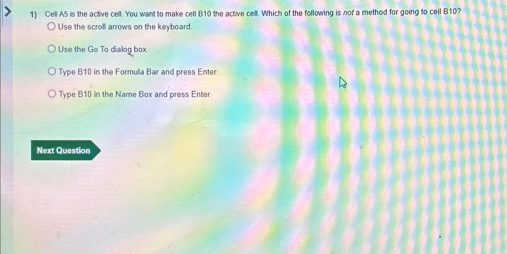 Solved Cell A5 ﻿is the active cell. You want to make cell | Chegg.com