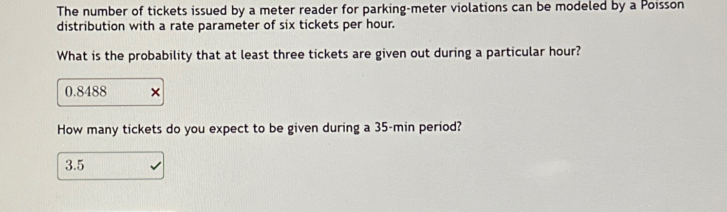 Solved The number of tickets issued by a meter reader for | Chegg.com