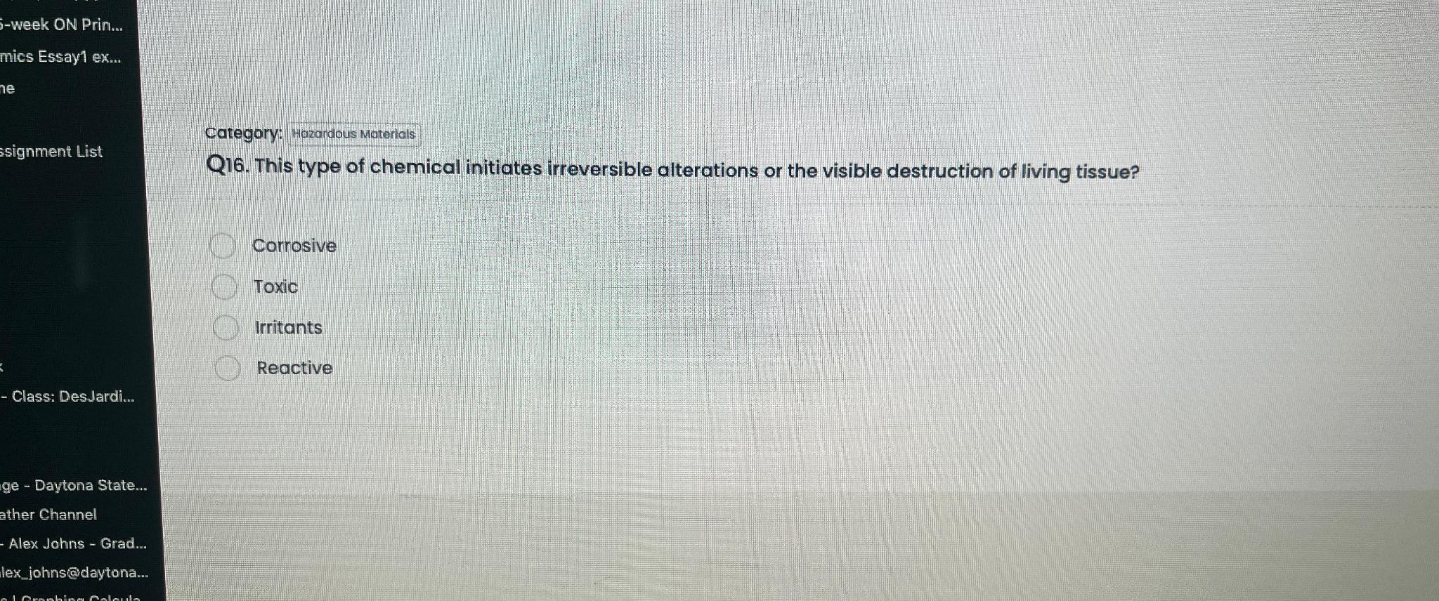 Solved Category: Hazardous MaterialsQ16. ﻿This type of | Chegg.com