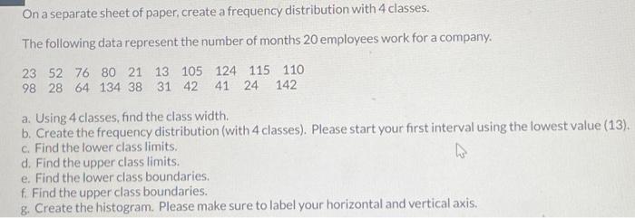 Solved On a separate sheet of paper, create a frequency | Chegg.com