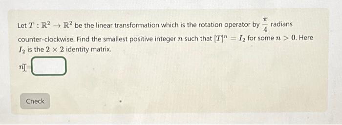 Solved Alπ Let T: R² R2 be the linear transformation which | Chegg.com