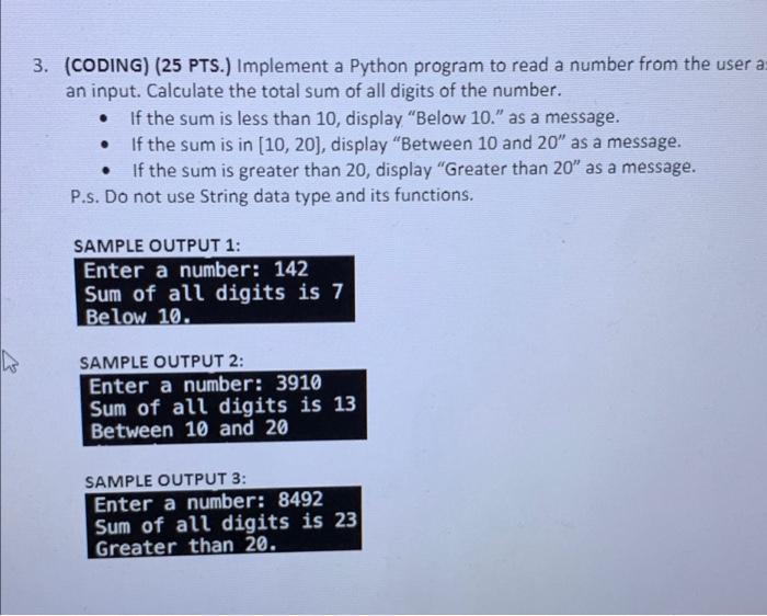 Solved (CODING) (25 PTS.) Implement a Python program to read | Chegg.com