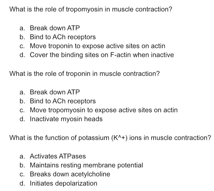Solved What is the role of tropomyosin in muscle | Chegg.com