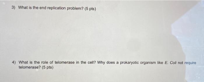 Solved 3) What is the end replication problem? (5 pts) 4) | Chegg.com
