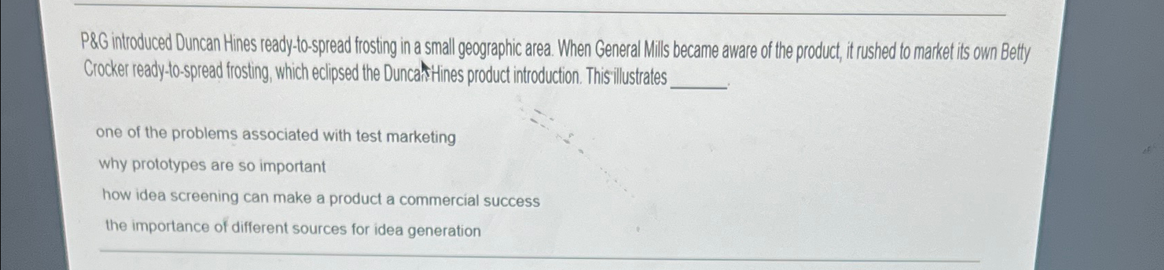 Solved P&G introduced Duncan Hines ready-to-spread frosting | Chegg.com