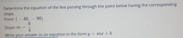 Solved Determine the equation of the line passing through | Chegg.com