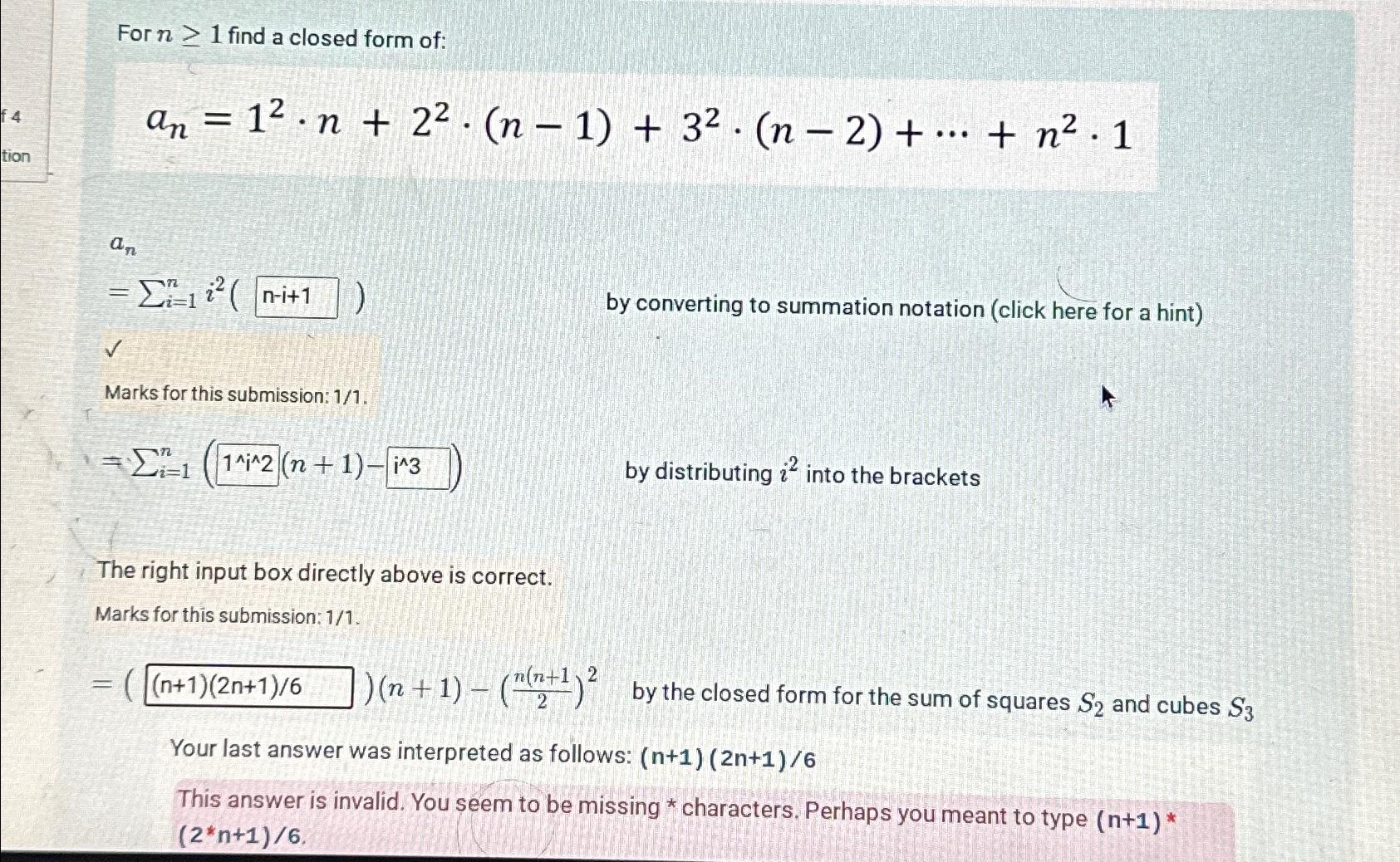 Solved For n≥1 ﻿find a closed form | Chegg.com