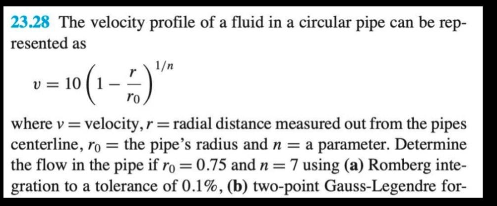 Solved 23.28 ﻿The velocity profile of a fluid in a circular | Chegg.com