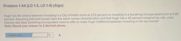 Solved Hugh has the choice between investing in a City of | Chegg.com