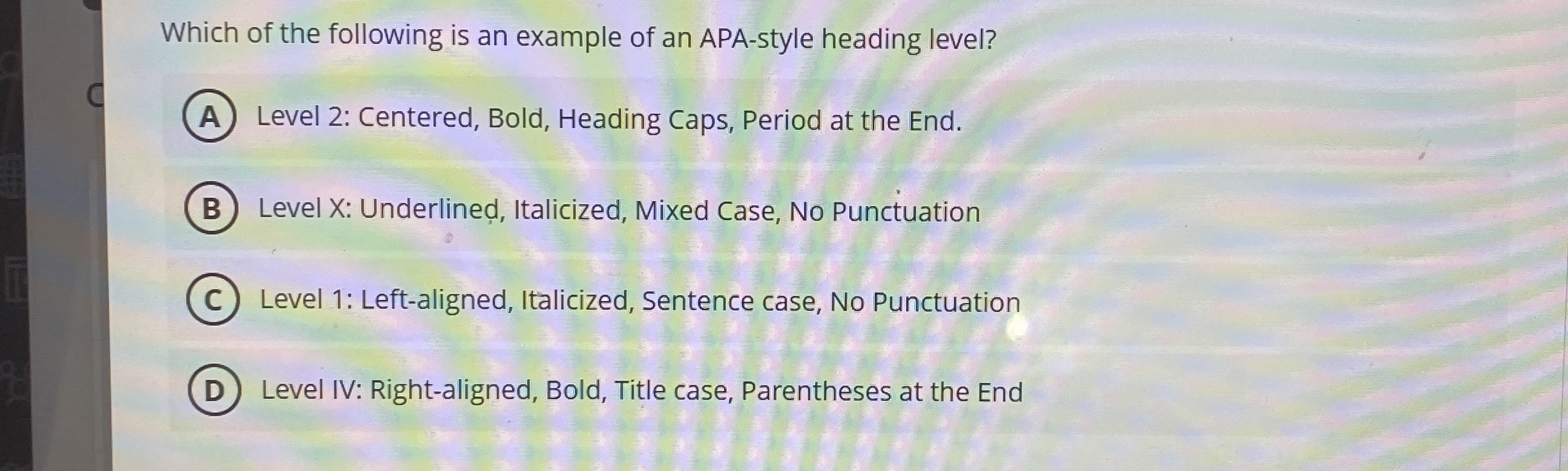 Solved Which of the following is an example of an APA-style | Chegg.com