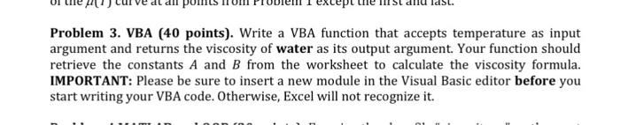 Solved Problem 3. VBA (40 points). Write a VBA function that | Chegg.com