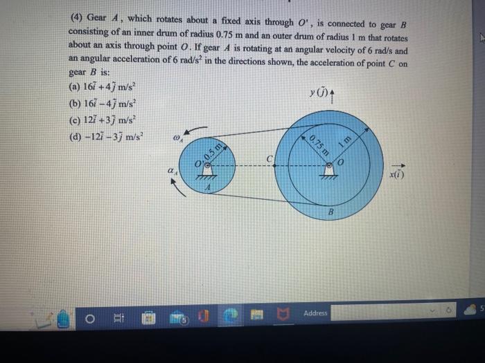Solved (4) Gear A, which rotates about a fixed axis through | Chegg.com