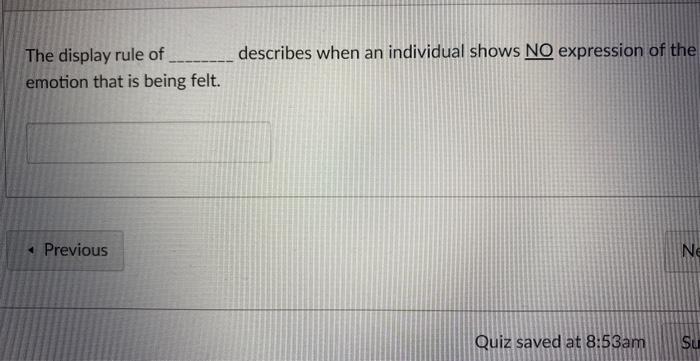 Solved The display rule of describes when an individual | Chegg.com