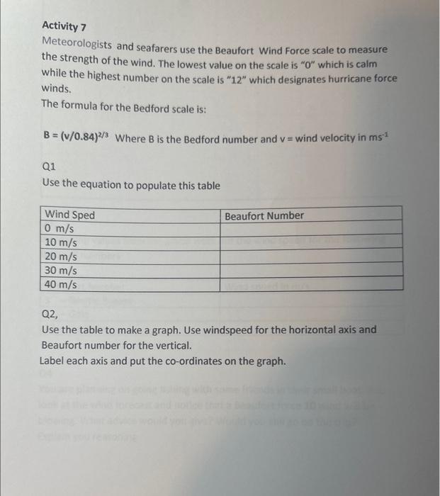 Solved Activity 7 Meteorologists and seafarers use the | Chegg.com