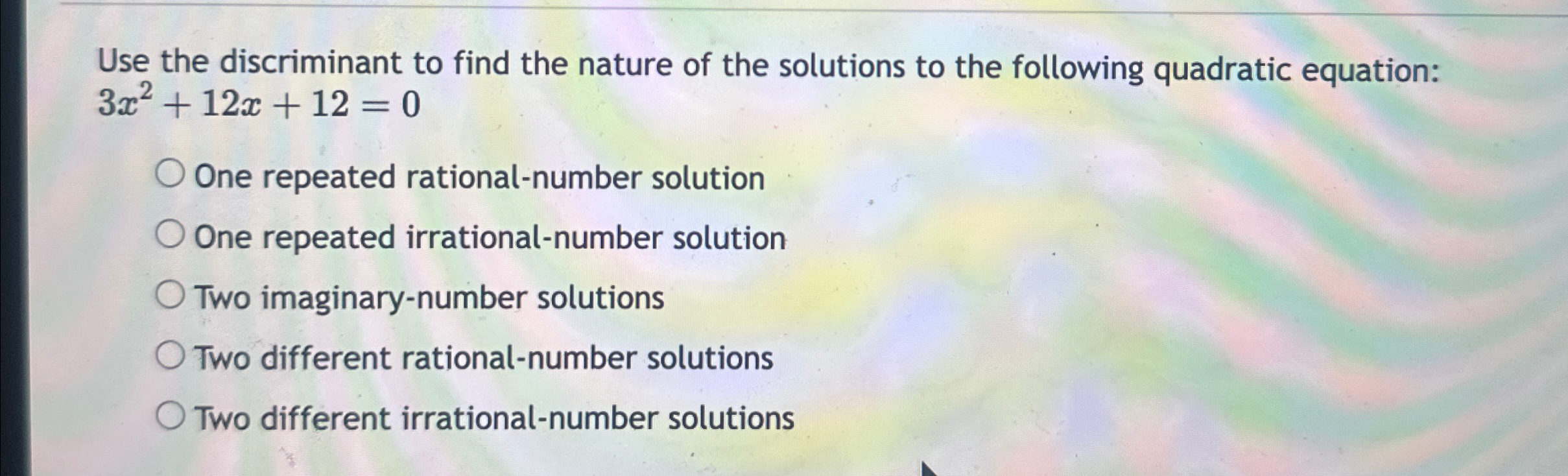 Solved Use the discriminant to find the nature of the | Chegg.com
