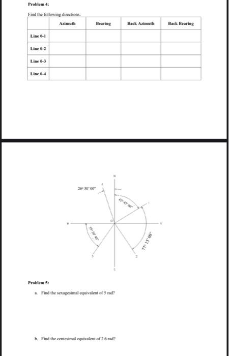 Solved Problem 4: Find the following directions: Azimuth | Chegg.com