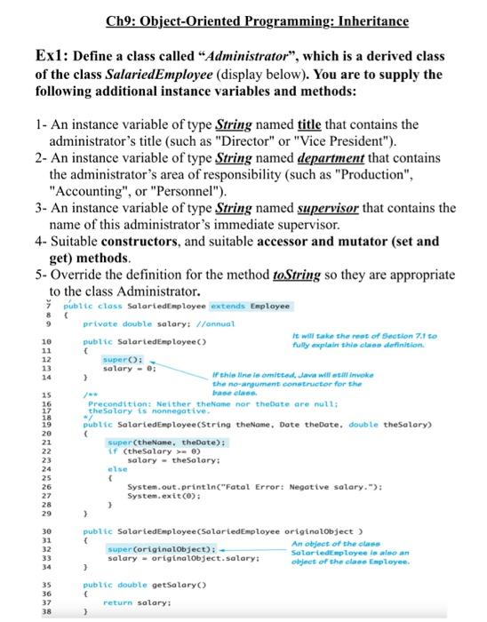 Solved Ch9: Object-Oriented Programming: Inheritance Ex1: | Chegg.com