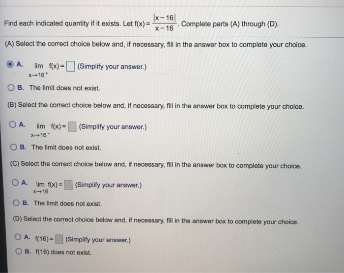Solved Find each indicated quantity if it exists. Let f(x) = | Chegg.com