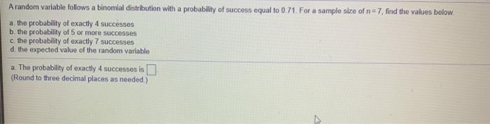 Solved A random variable follows a binomial distribution | Chegg.com