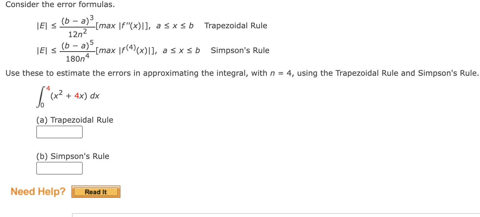 Solved 8.6 ﻿Consider the error formulas.Consider the error | Chegg.com
