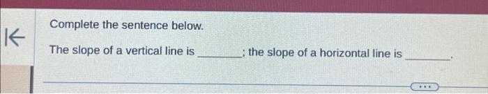 Solved Complete the sentence below. The slope of a vertical | Chegg.com