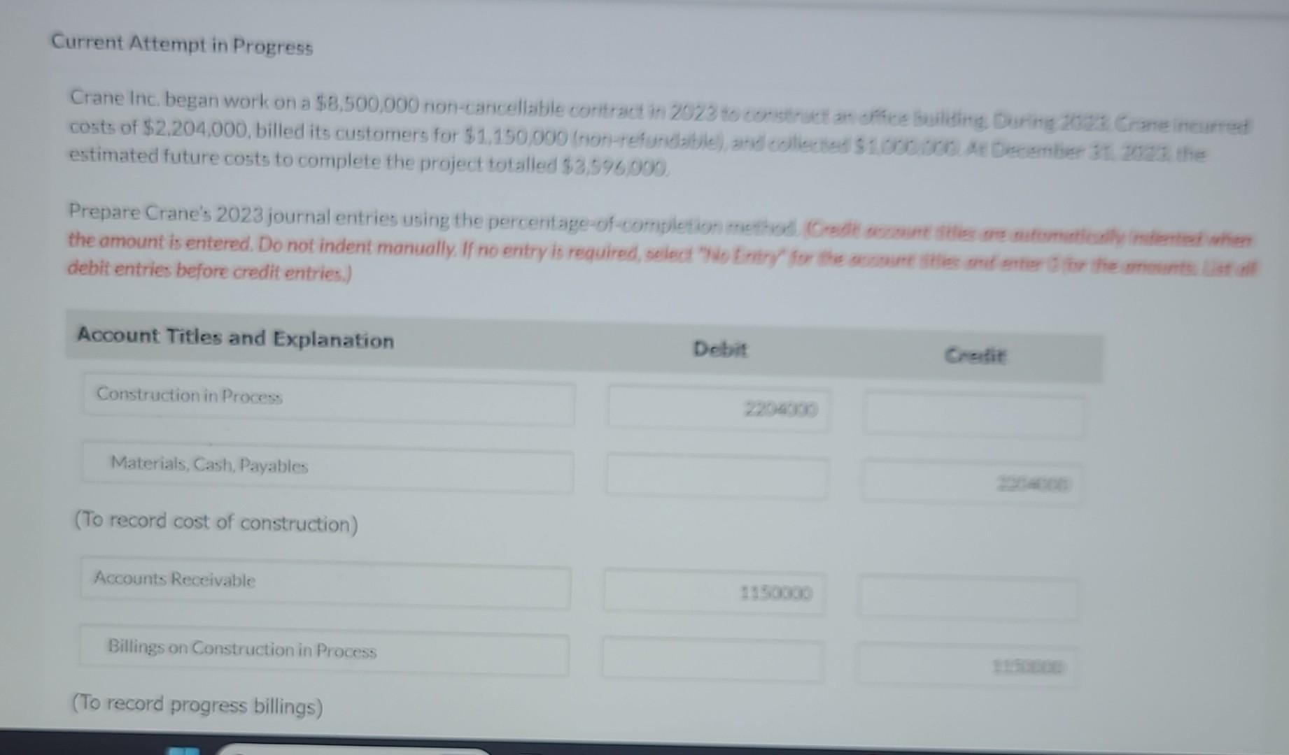 Solved Current Attempt in Progress estimated future costs to | Chegg.com