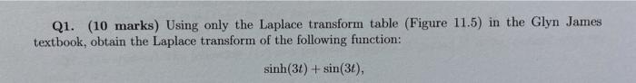 Solved Q1. (10 marks) Using only the Laplace transform table | Chegg.com