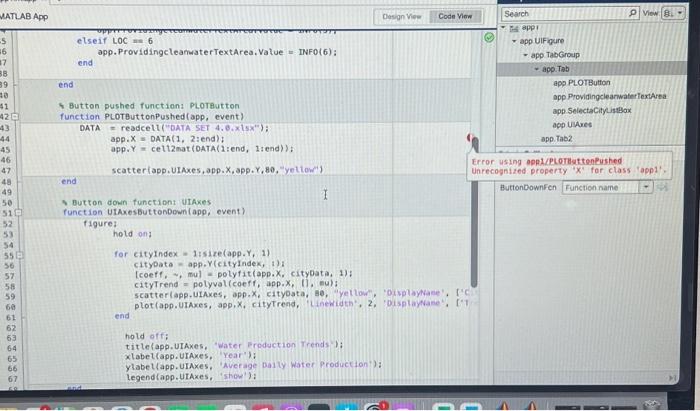 Solved why am i getting that error in the MATLAB app | Chegg.com