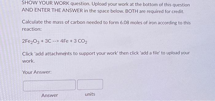Solved SHOW YOUR WORK question. Upload your work at the | Chegg.com
