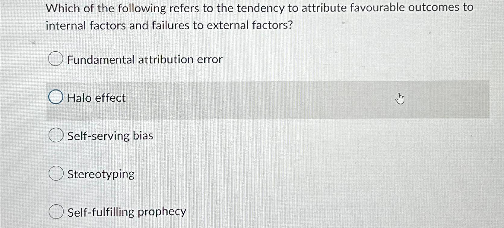 Solved Which of the following refers to the tendency to | Chegg.com