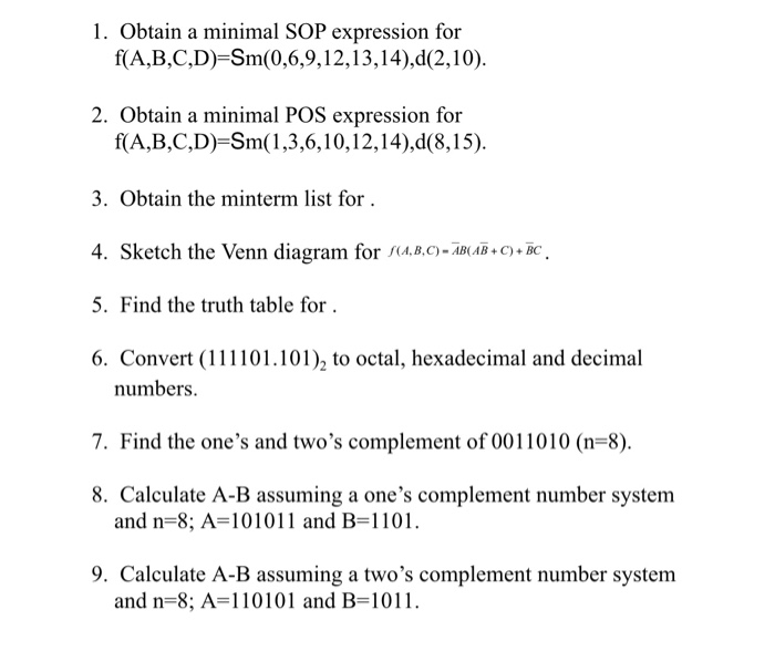 Solved 1. Obtain a minimal SOP expression for | Chegg.com