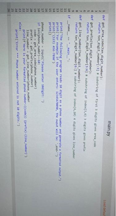 Solved Lond defaul 8 main.py 1 def | Chegg.com