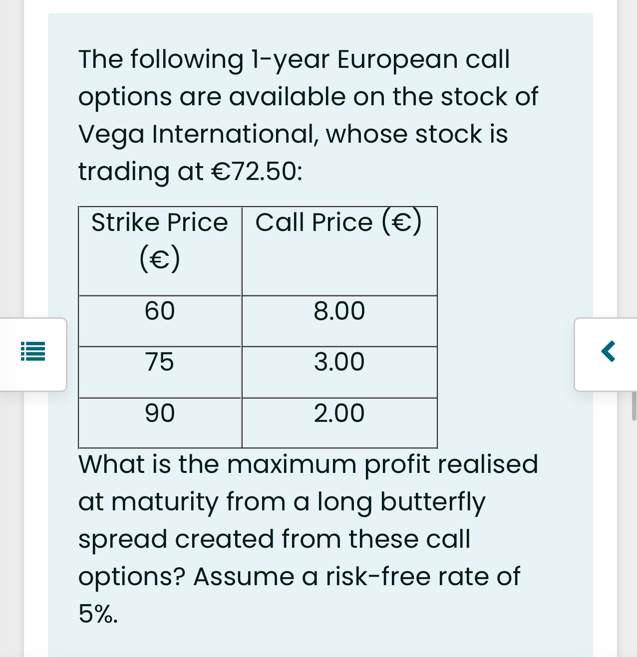 Solved The following 1-year European call options are | Chegg.com