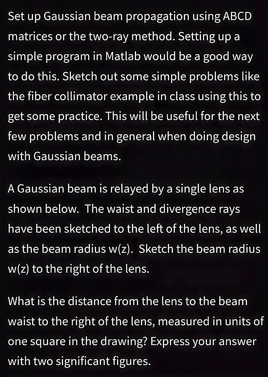 Set up Gaussian beam propagation using ABCD matrices | Chegg.com