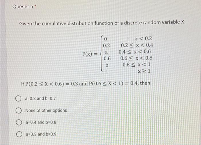 Solved Question Given the cumulative distribution function | Chegg.com