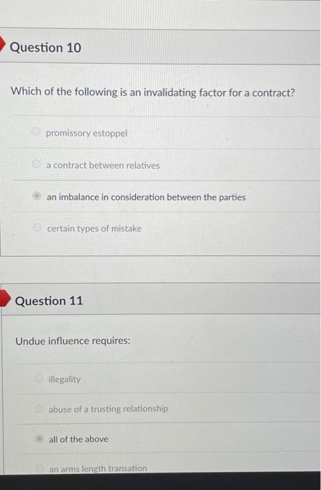 Solved Question 10 Which of the following is an invalidating | Chegg.com