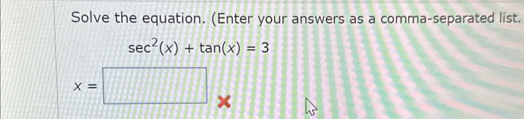 Solved Solve the equation. (Enter your answers as a | Chegg.com
