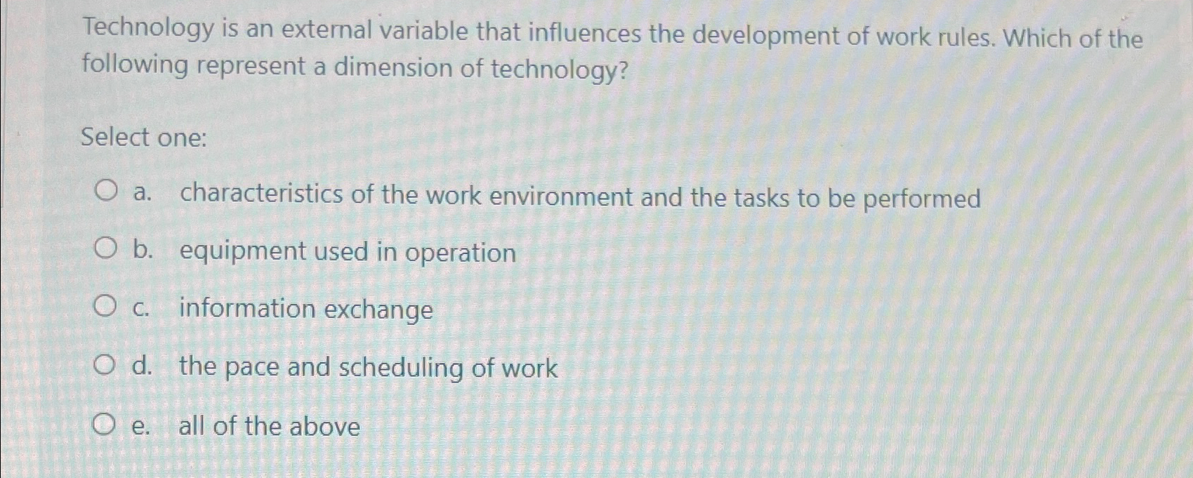 Solved Technology is an external variable that influences | Chegg.com