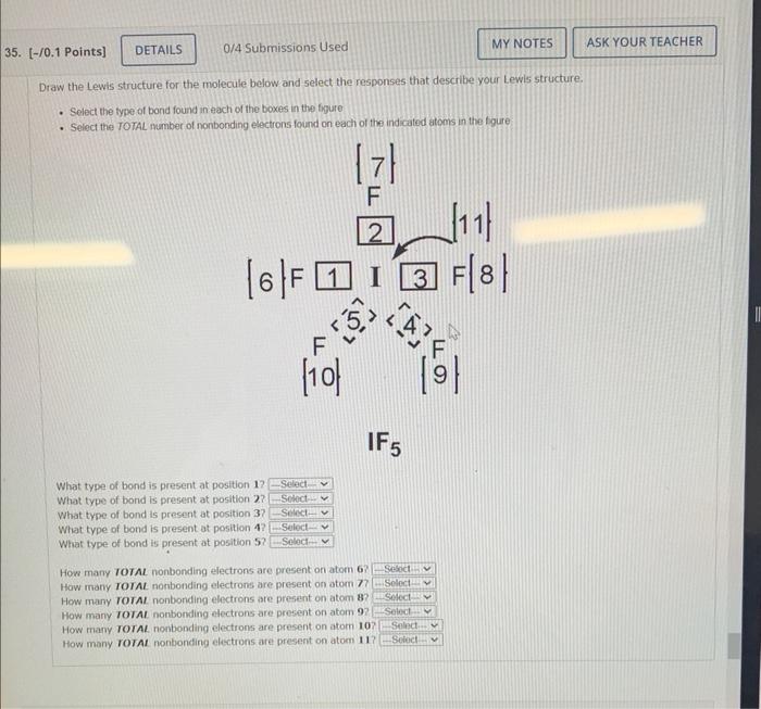 Solved Draw the Lewis structure for the molecule below and | Chegg.com
