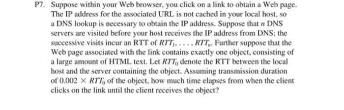 Solved 7. Suppose within your Web browser, you click on a | Chegg.com