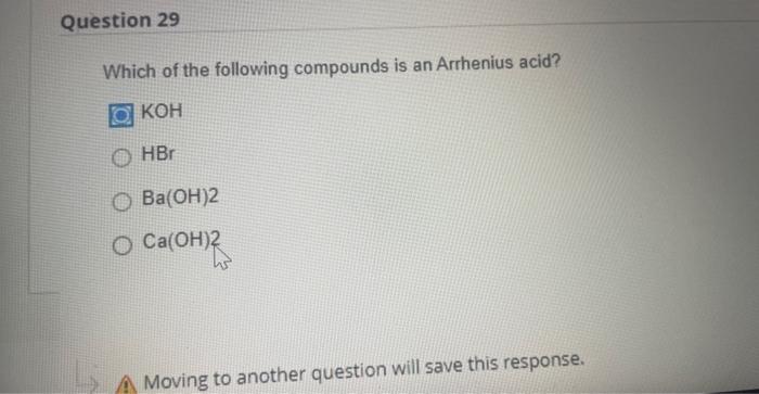Solved Which of the following compounds is an Arrhenius | Chegg.com